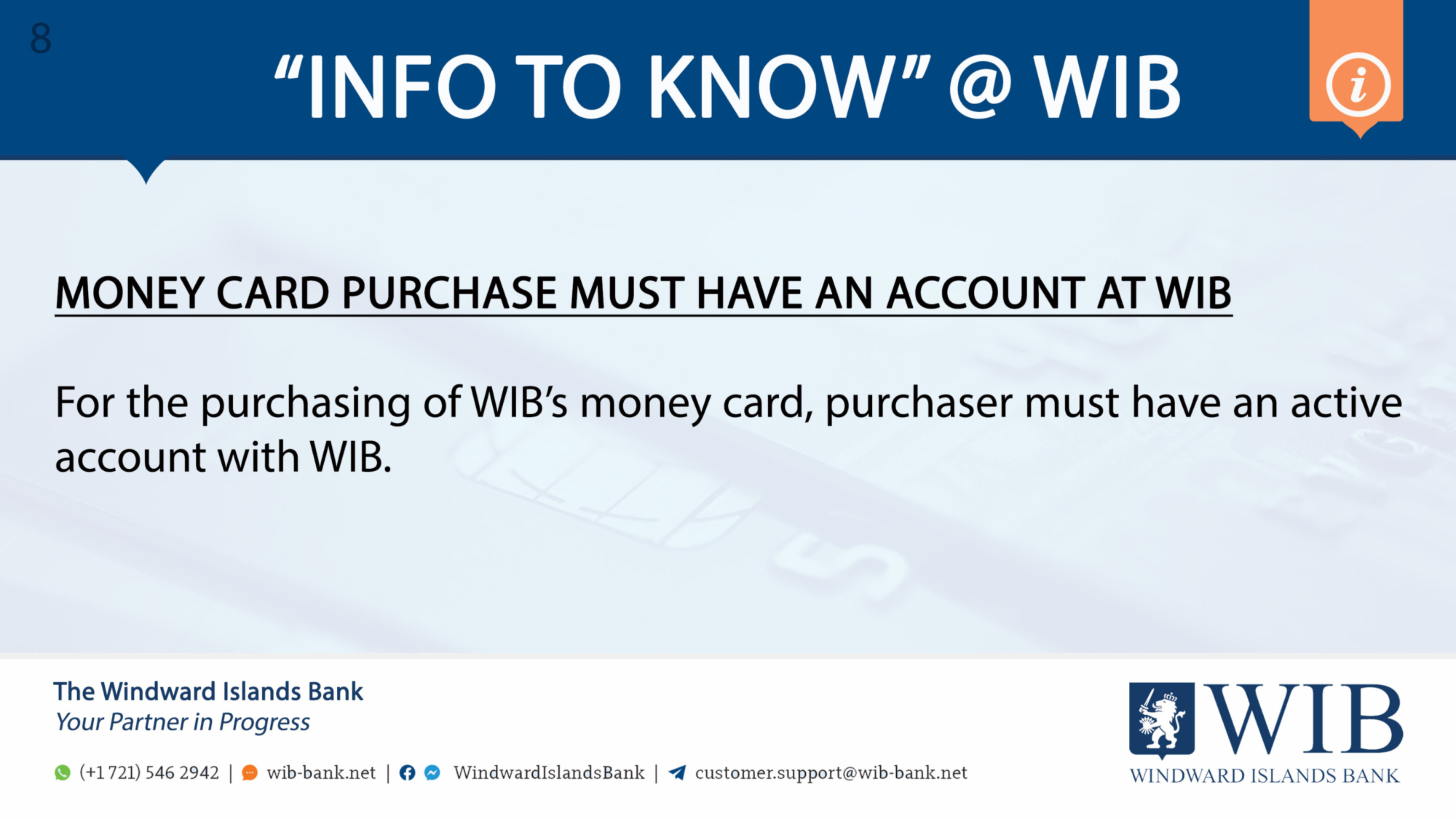 Info to know 8 - Money card - The Windward Islands Bank