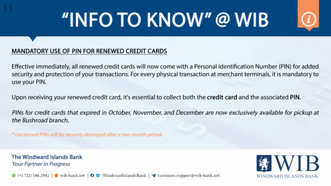 Info to know @ WIB - The Windward Islands Bank