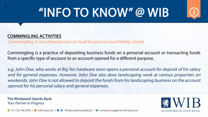 Info to know 1 - identification - The Windward Islands Bank