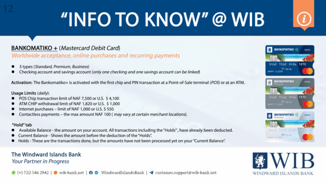 Info to know @ WIB - The Windward Islands Bank