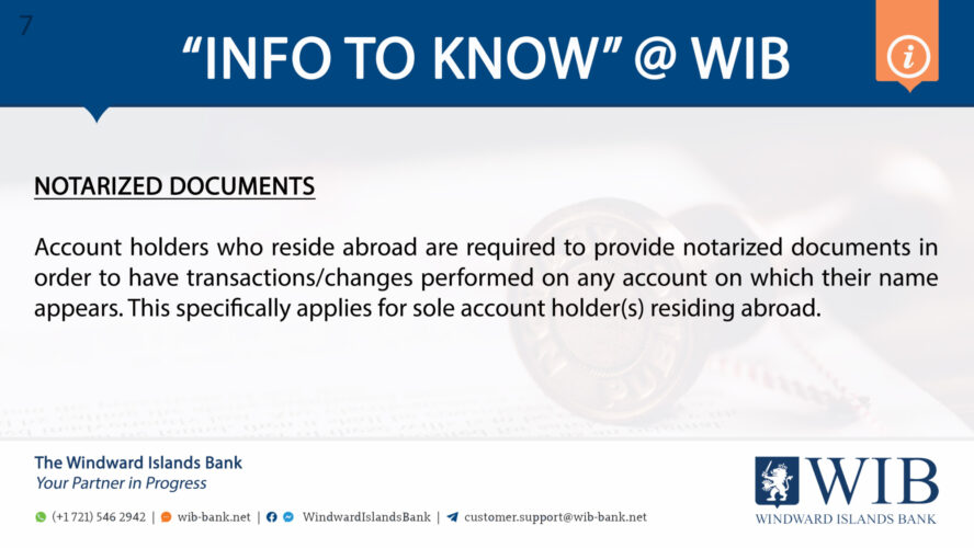 Info to know @ WIB - The Windward Islands Bank